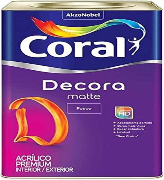 Tinta Coral Decora Acrílico Fosco Premium Matte Branco 18L : Amazon.com.br: Papelaria e Escritório