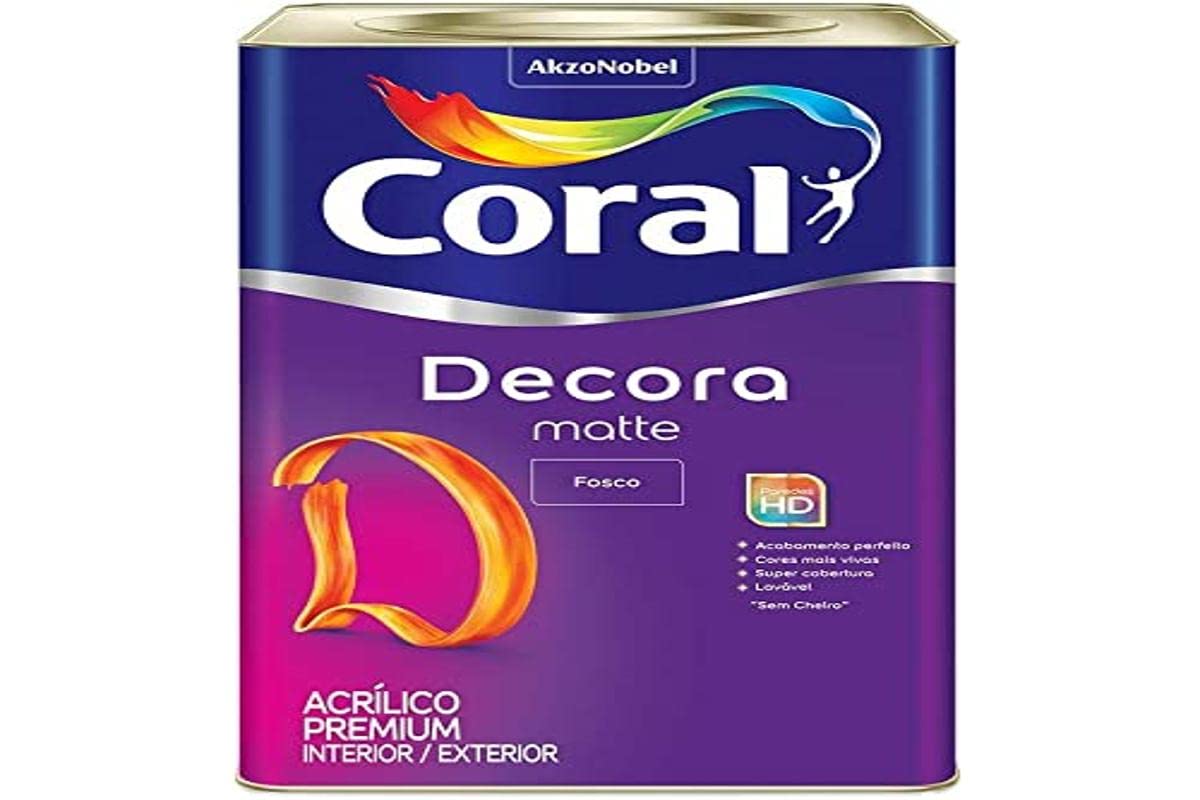 Tinta Coral Decora Acrílico Fosco Premium Matte Branco 18L : Amazon.com.br: Papelaria e Escritório