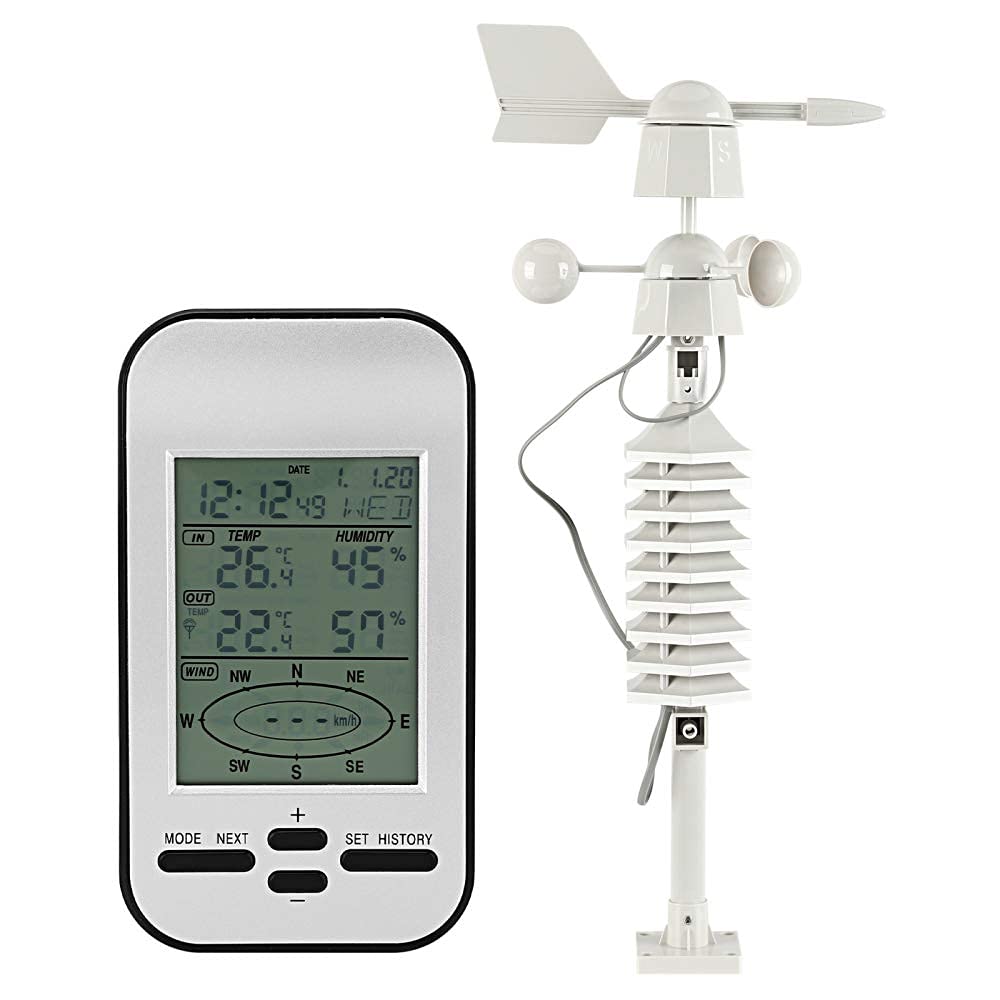 Buy TOPQSC RF 433mhz Wireless Anemometer Weather Station Clock, with ...