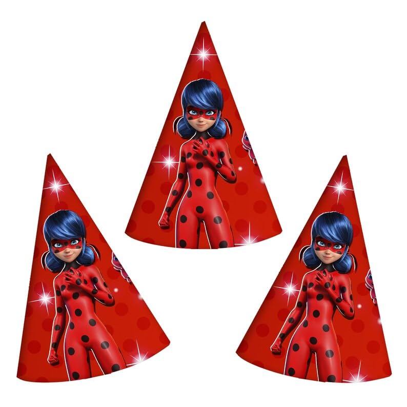 Amazon.com: PC 10 Miraculous Ladybug Paper Hats for Kids. Cartoon ...