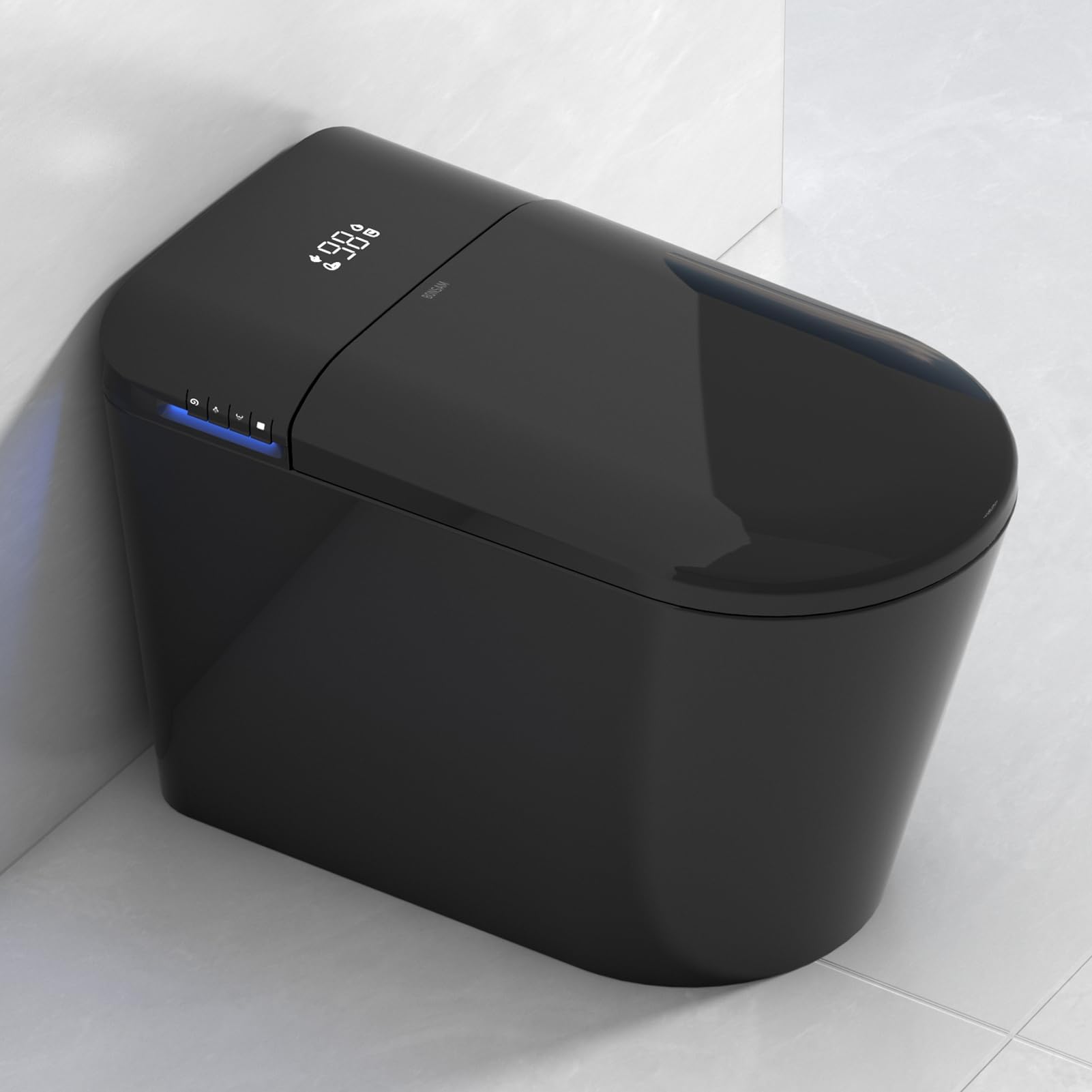 BONSAM Black Smart Bidet Toilet with Auto Open Lid and Auto ...