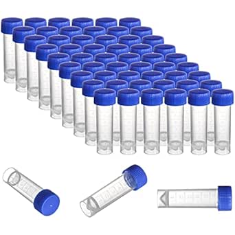 ZENFUN 100Pcs 5ml Cryogenic Vials with Blue Screw Caps & Sealing Gasket ...