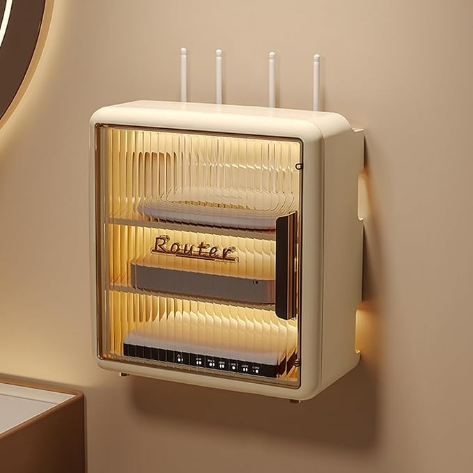 Router Storage Box Wall Mount, WiFi Router Organizer with 4 Antennas ...