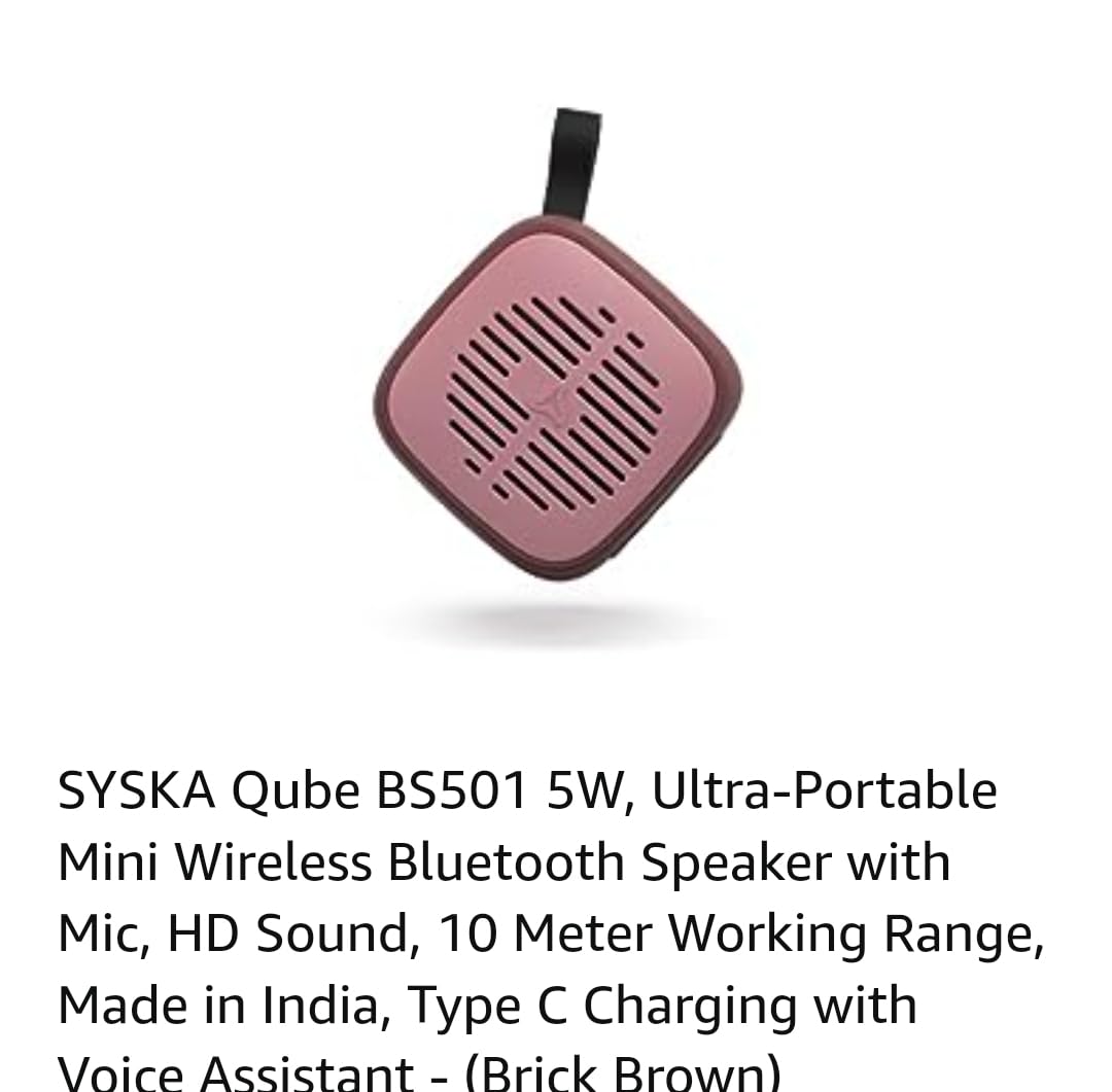 SYSKA Qube BS501 5W, Ultra-Portable Mini Wireless Bluetooth Speaker ...