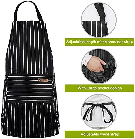 Tomineb Grembiule da Cucina Chef, 2 Pezzi Grembiule da Ristorante BBQ ...