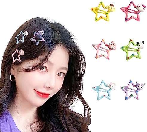 Amazon.com : 6 Pieces Cute Star Hair Clips, Hair Snap Clips for Fine ...