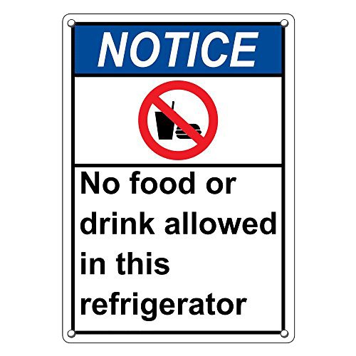 Amazon.com: Weatherproof Plastic Vertical ANSI Notice No Food Or Drink ...