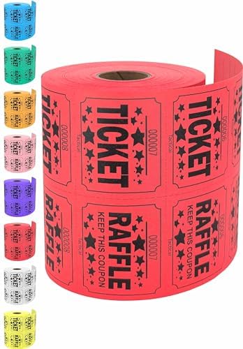 Amazon.com : Tacticai 500 Raffle Tickets, Red (8 Color Selection ...