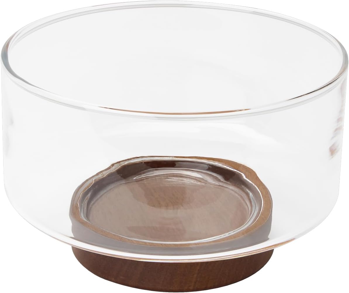 Amazon.com | Airsent Glass Salad Bowl Set with Wood Base Servers, Large ...