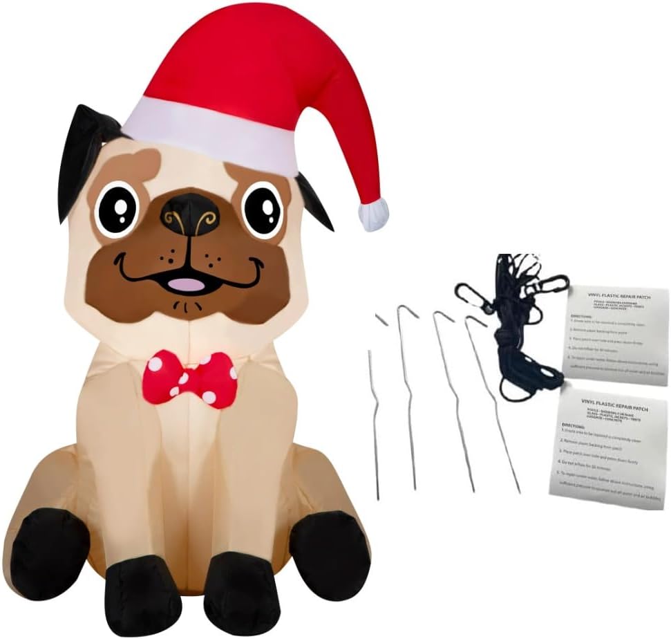 Amazon.com: Christmas Inflatable Pug 3.5 Foot LED Lighted Holiday ...