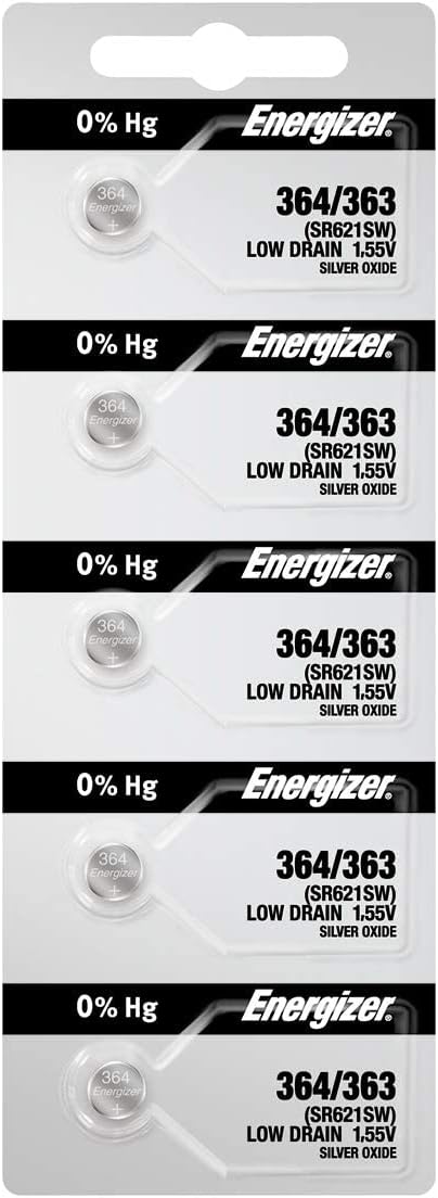 Amazon.com: Energizer Watch Batteries 364 / 363 SR621SW Battery New 5 ...
