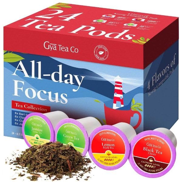 Amazon.com : Gya Tea Co All Day Focus Tea Pods Variety Pack - 4 Flavors ...