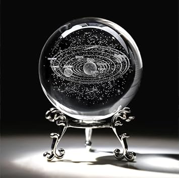 Amazon.com: QIANCHANG Solar System 3D Crystal Ball with Stand, 60mm ...