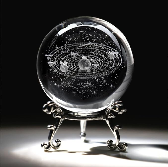 Amazon.com: QIANCHANG Solar System 3D Crystal Ball with Stand, 60mm ...