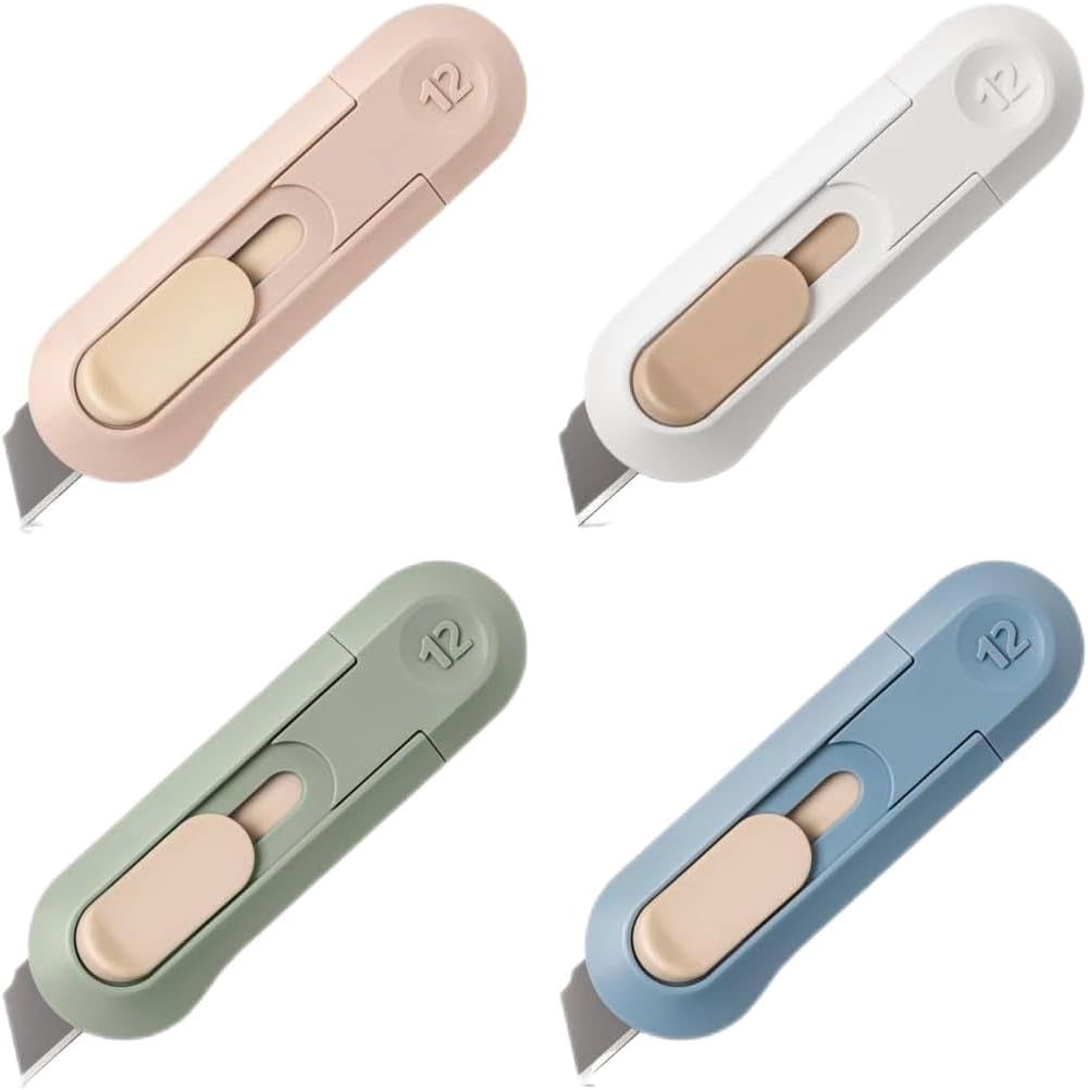 4 Pack Portable mini Box Cutter,Retractable Utility Knife, Multi ...