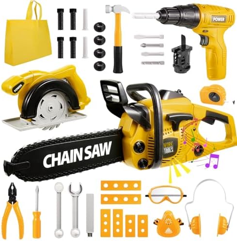 Amazon.com: Vextronic Kids Tool Set 37 PCS with Electric Toy Chainsaw ...