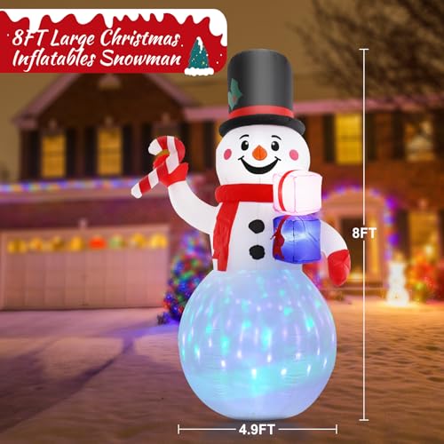 Aceshop 8FT Christmas Inflatable Snowman with Rotating LED Light ...