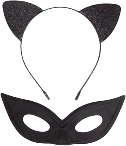 Amazon.com: Cheerin Cat Ear Headband with Cat Mask | Glitter Kitty Cat ...