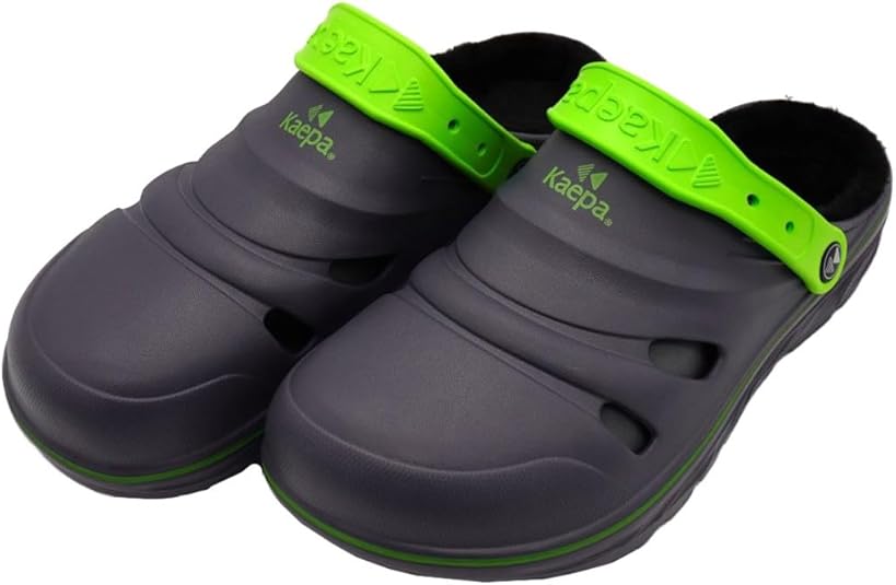 Amazon | Kaepa ケイパ クロッグサンダル ボア 裏起毛 2WAY 弾力 室内履き ベランダ オフィス ダークグレー×ライトグリーン/M(25.0-26.0cm) | Kaepa ...