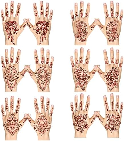 Amazon.com : Henna Tattoo Stickers Brown Waterproof temporary hand ...