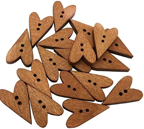 Amazon.com: VILLCASE 100pcs Wood Sewing Buttons, Heart Shaped Wood ...