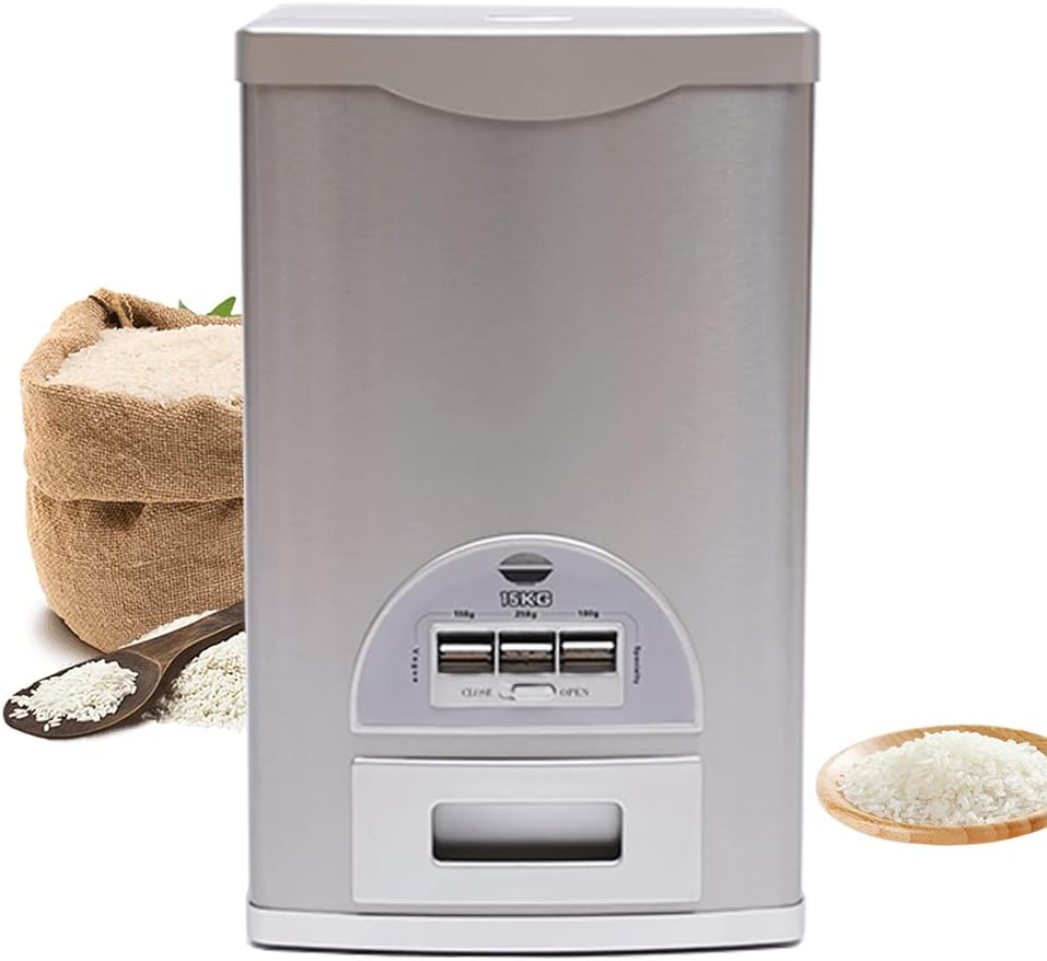 Amazon.com: Fetcoi Auto Rice Dispenser Container, Stainless Steel Rice ...