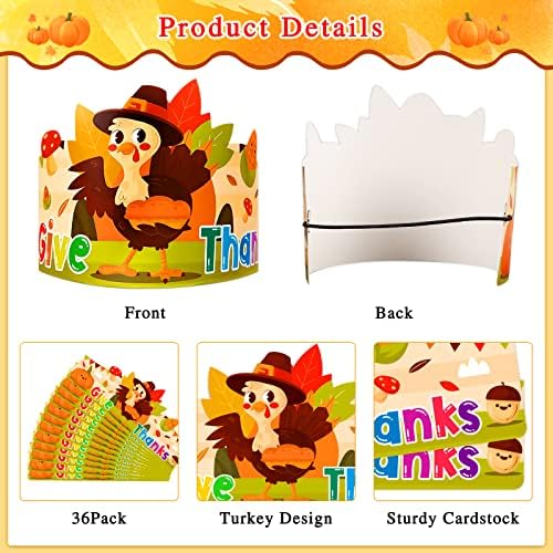 Amazon.com: FaCraft 36PCS Thanksgiving Turkey Hats for Kids Aults ...