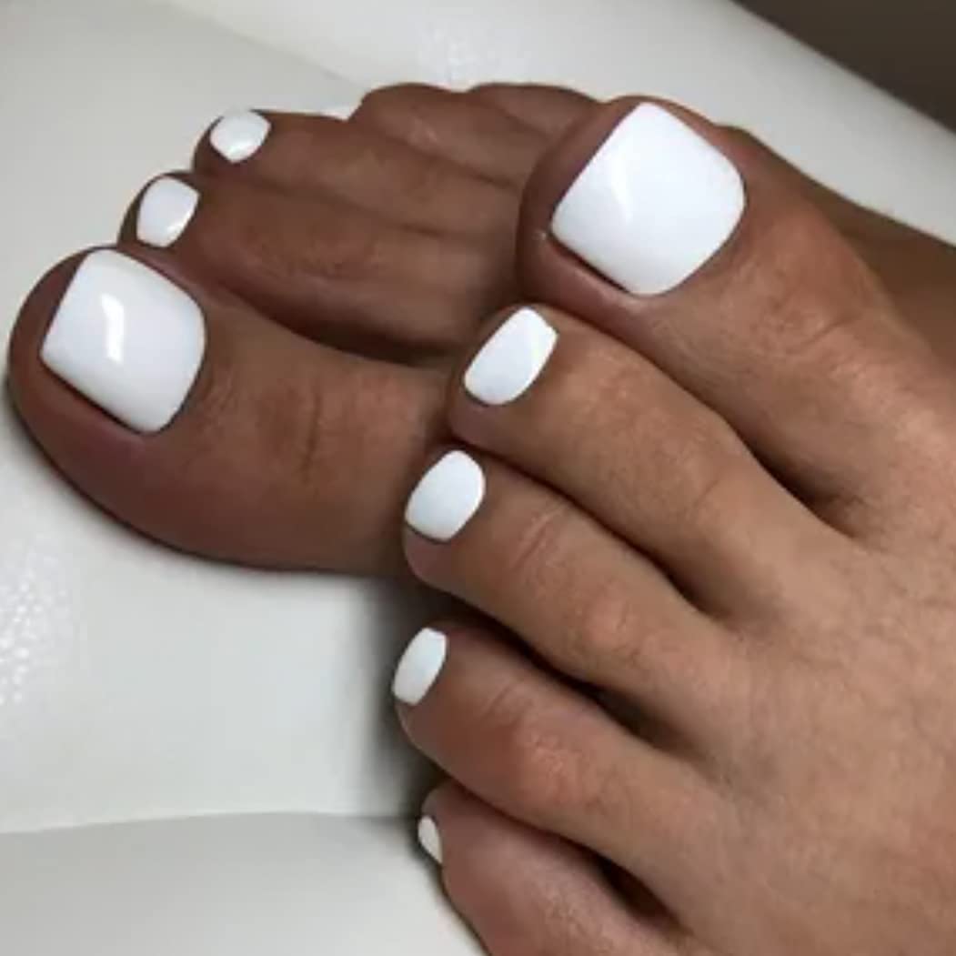 Glossy Solid Color Fake Toenails - 24Pcs Pure White Nepal | Ubuy