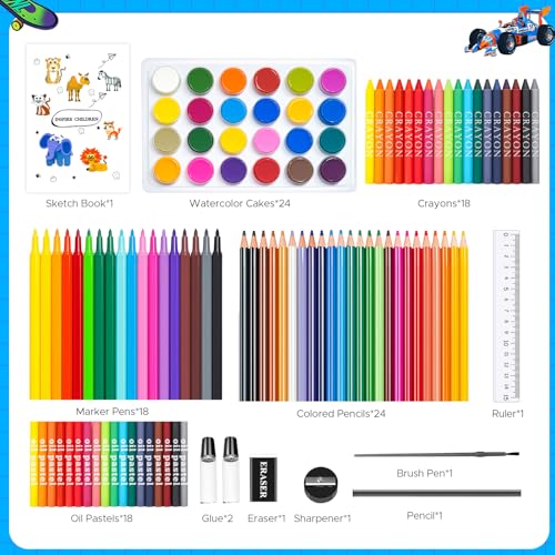 CutteeyFyry Cartoon Car Art Set for Kids,Colouring Set for Children Age ...