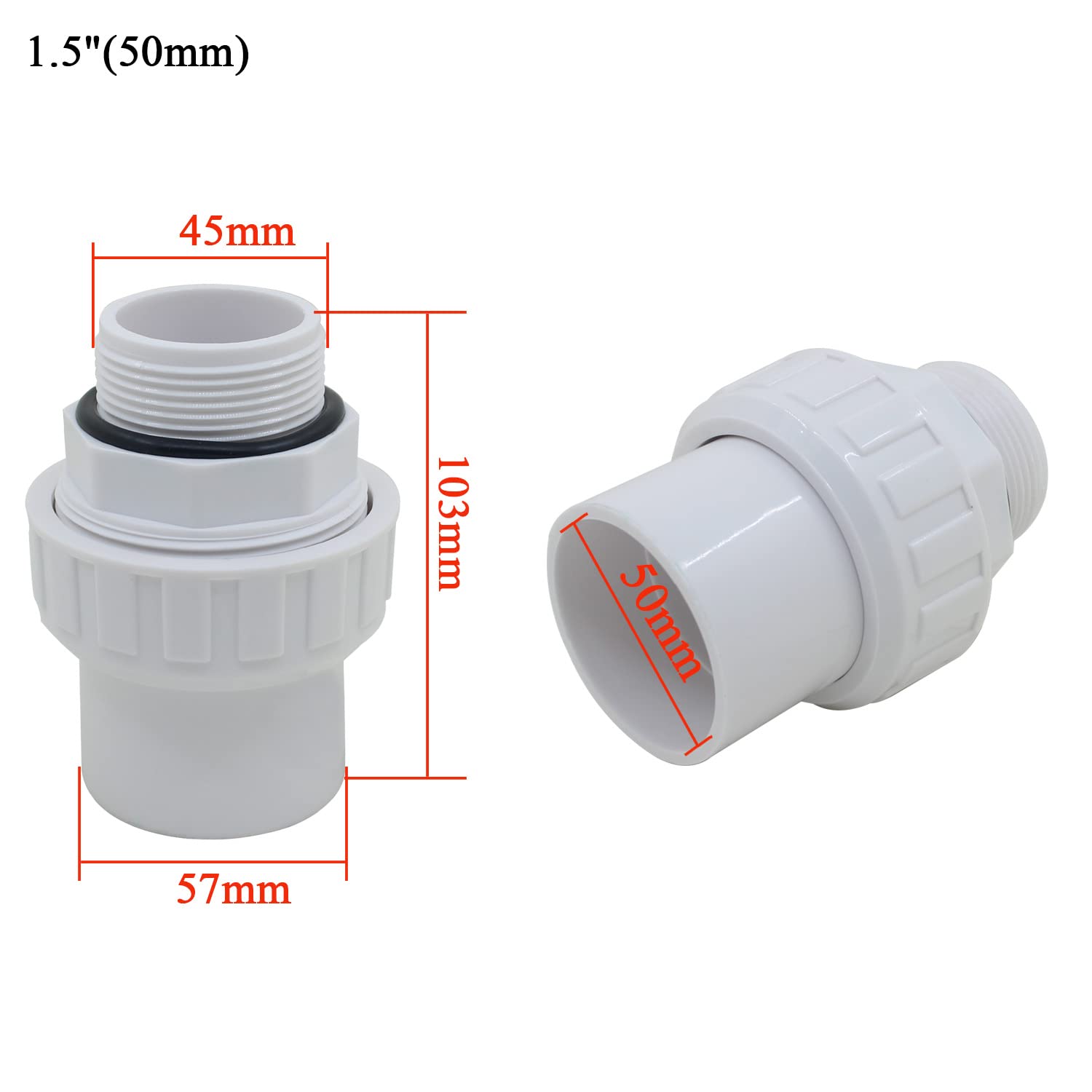 Swimming Pool Pump Union connectors Barrel Fitting spa Adapter Sand ...