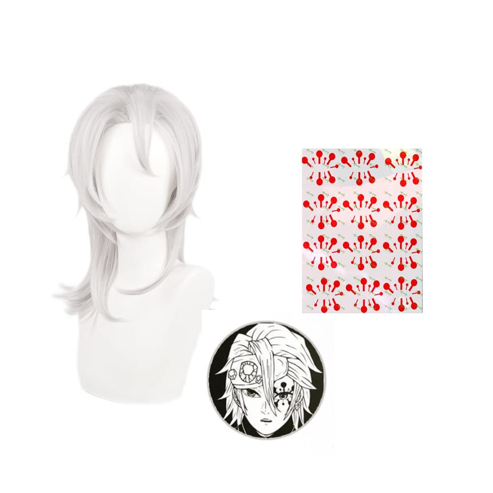 Amazon.com: P1PSZ Uzui Tengen Wig + Cosplay Tattoo Kimetsu No Yaiba ...