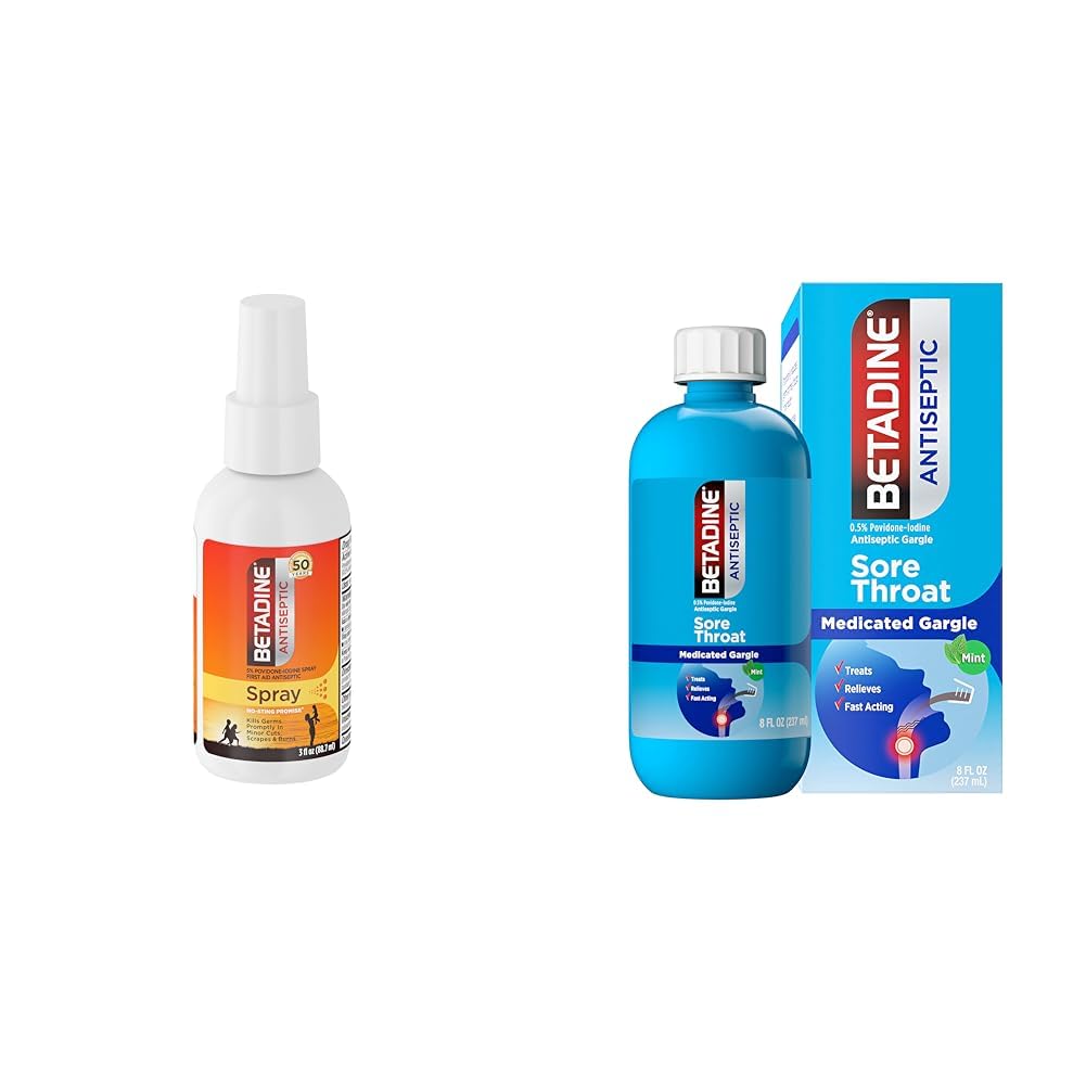 Amazon.com: Betadine Antiseptic First Aid Spray and Sore Throat Gargle ...