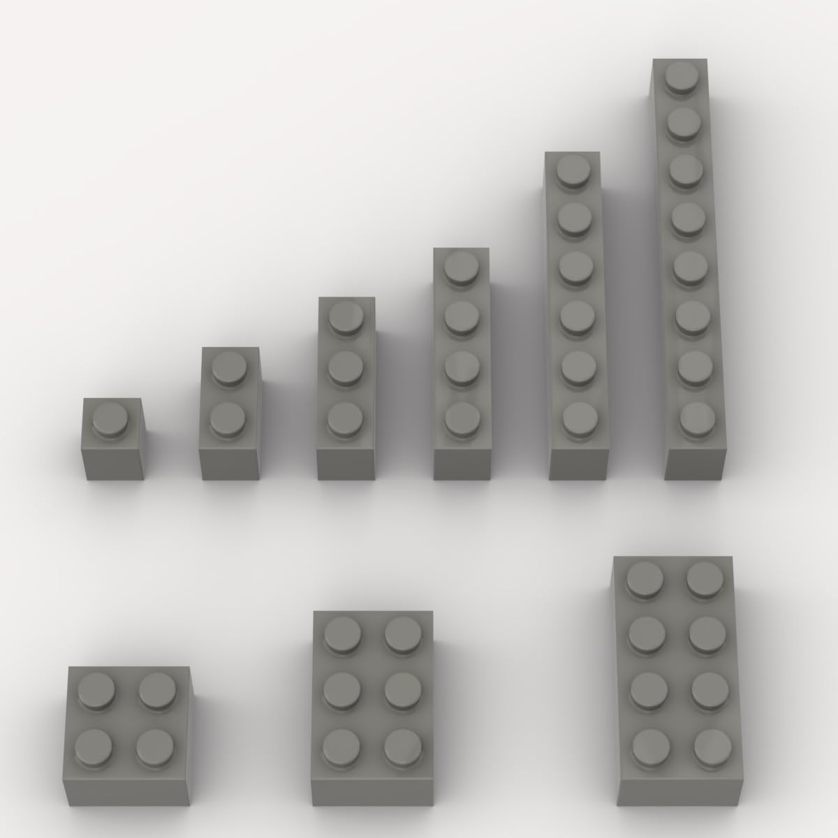 Amazon.com: 100 Piece Dark Gray Bricks Bulk Assortment Pack, 9 Size ...