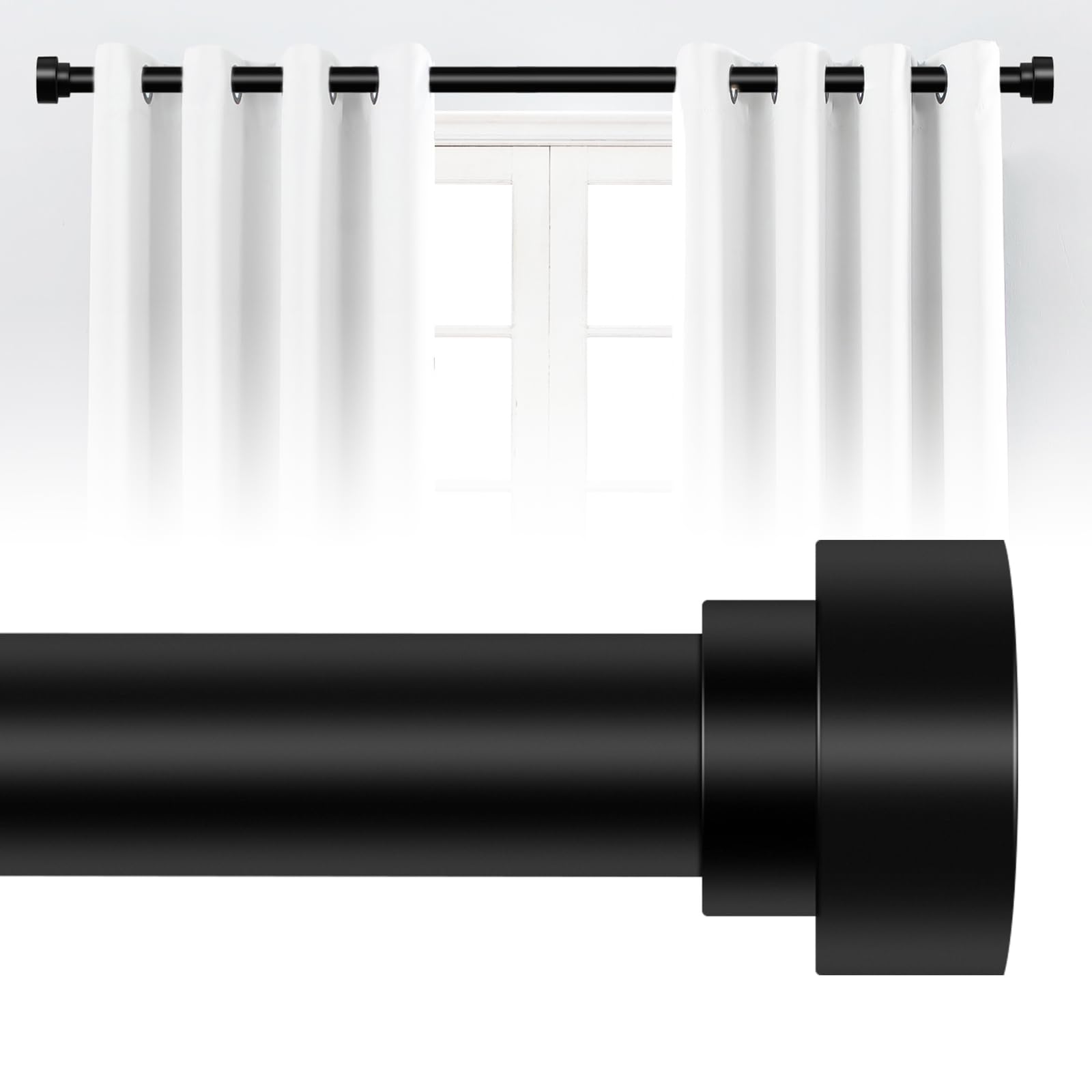 HEI! DEAR Black Curtain Rods for Windows 72 to 144 Inch(6-12ft),1 Inch ...