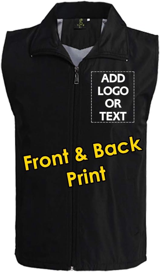 Amazon.com: Custom Work Vest Design Your Own Add Logo or Text Printing ...