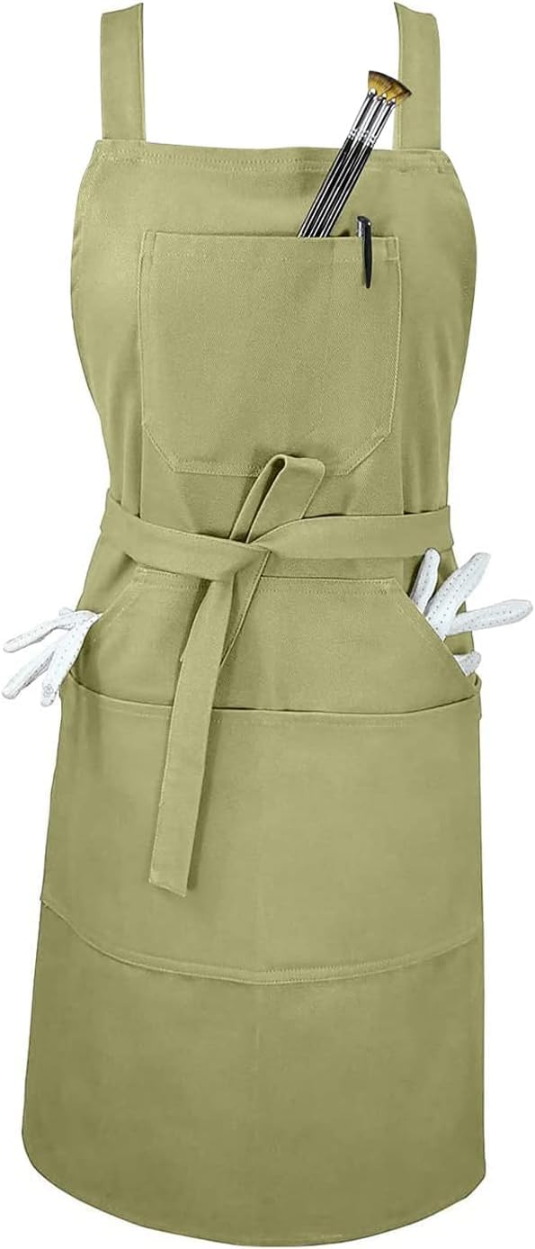 Amazon.com: Sturdy Apron with Large Pockets - Unisex - 100% Cotton ...