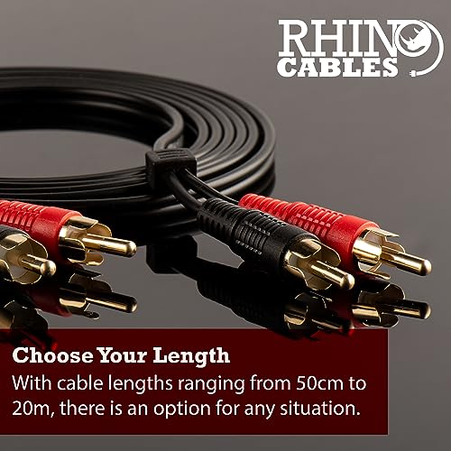 rhinocables 2-Male to 2-Male Gold RCA Audio Cables – Dual Phono Cord ...
