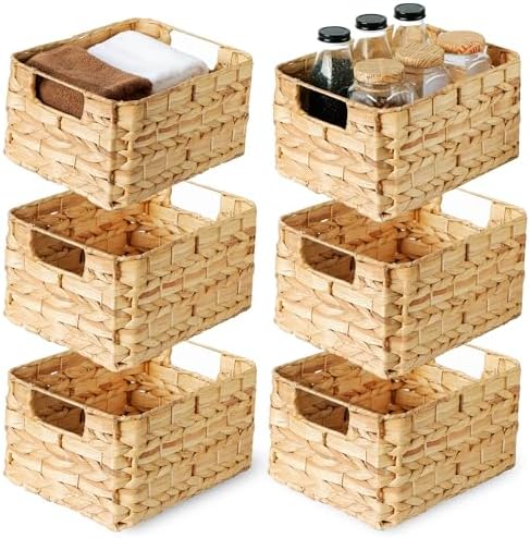 Amazon.com: CHI AN HOME Wicker Pantry Storage Baskets, Set of 6 ...