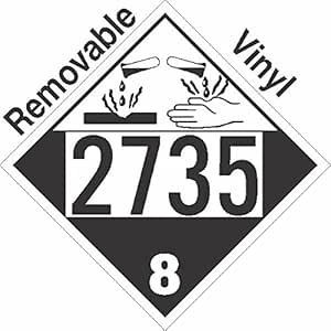 Amazon.com: GC Labels-P303c2735, Corrosive Class 8 UN2735 Removable ...