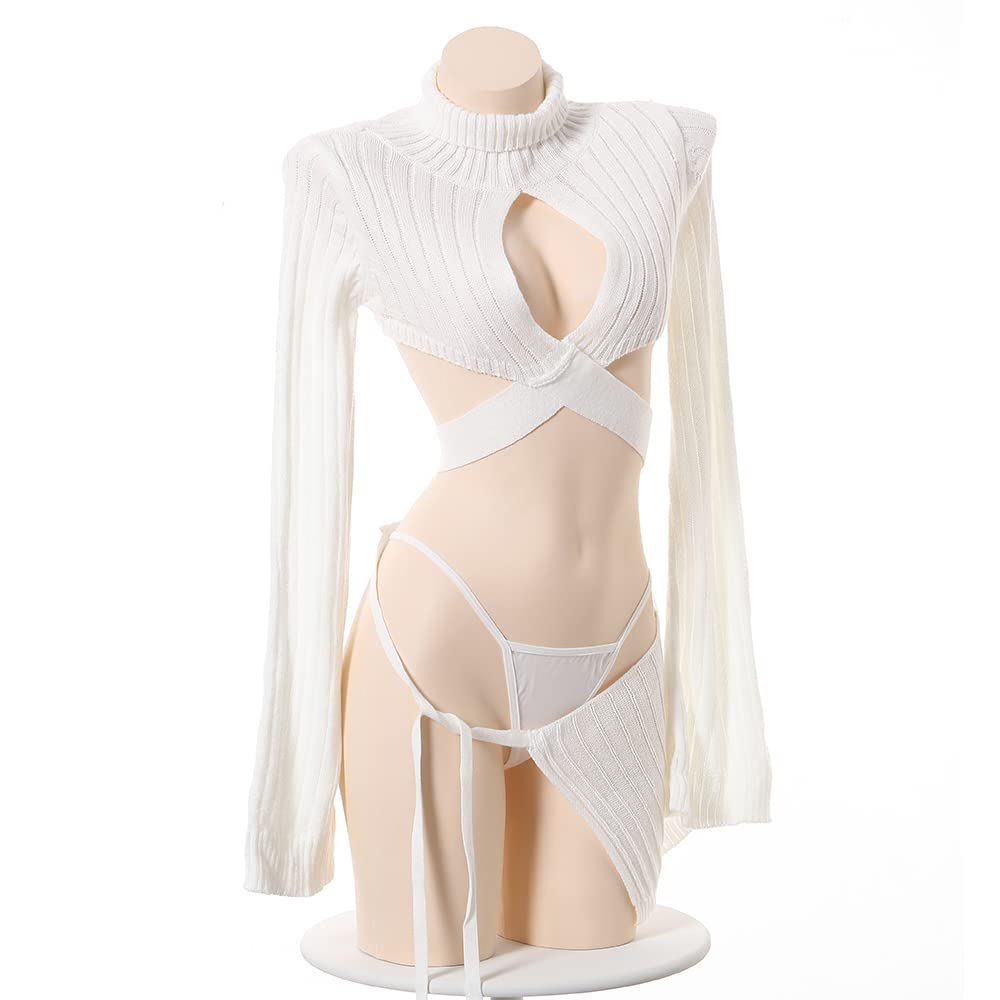 Amazon.co.jp: [SHLYMP] 童貞を殺すセーター セーター セクシー コスプレ エロ 過激 エッチ な えろい ロリータ ニット 編み上げ 背中 胸元 開き 可愛い ハイネック ...