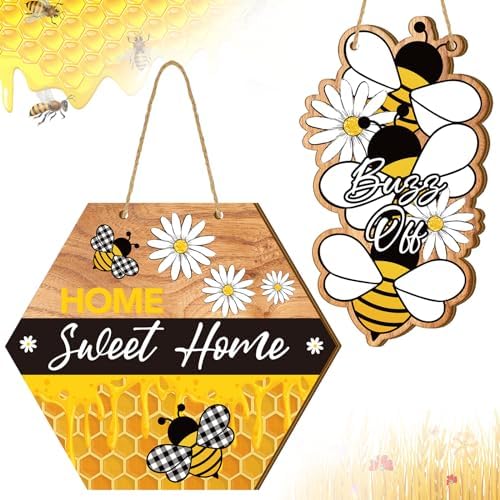 Amazon.com: Pinkunn Welcome to Our Hive Bee Wall Plaque Honey Bee ...