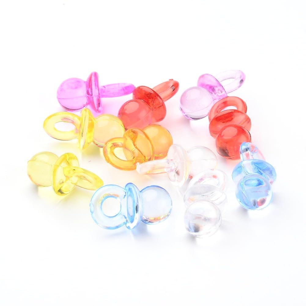 Amazon.com: Pandahall 50pcs Colorful Acrylic Pacifier Charms Pendants ...