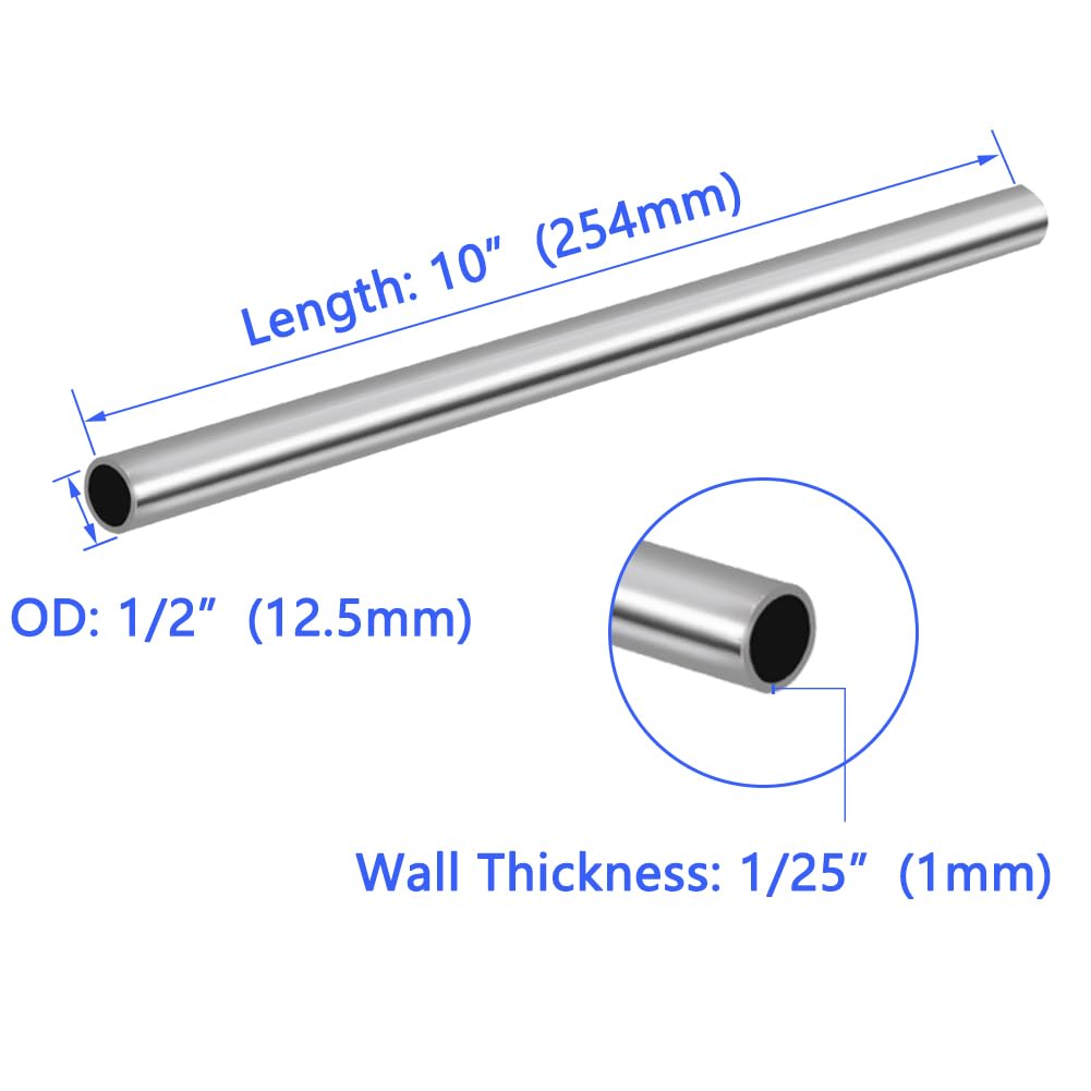 Snapklik.com : Tynulox 1/2" OD 304 Stainless Steel Tube, Thickened Pipe ...