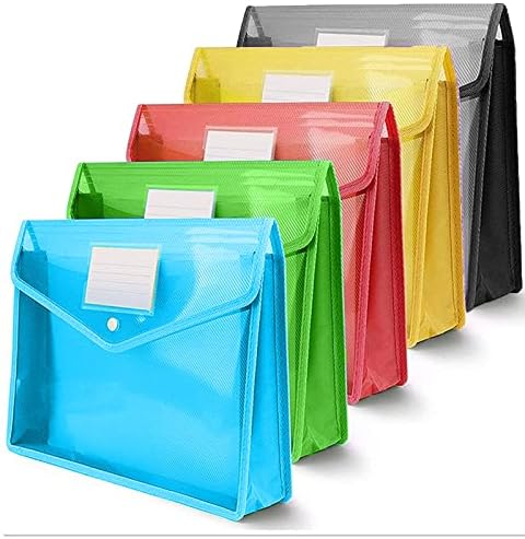 A4 Plastic Wallet, 6pcs Plastic File Folder Popper Wallet Document Bag ...