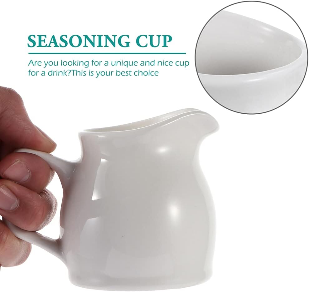 Buy Cabilock White Ceramic Creamer with Handle Small Coffee Milk ...