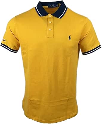 POLO RALPH LAUREN Men's Custom Slim Fit Mesh Polo Shirt(Large, Gold) at ...
