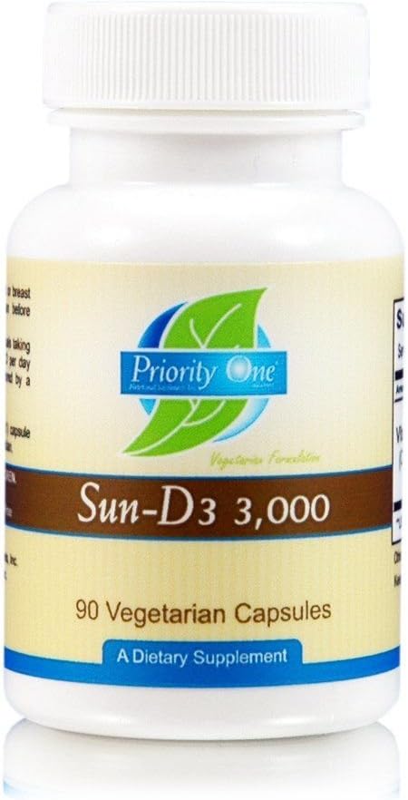 Amazon.com: Priority One Vitamins Sun D3 3,000 90 Vegetarian Capsules ...