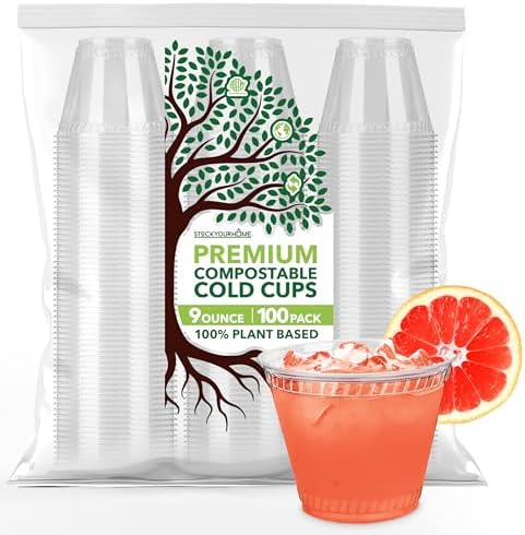 Amazon.com: Stock Your Home 9 oz Premium Commercially Compostable Cold ...