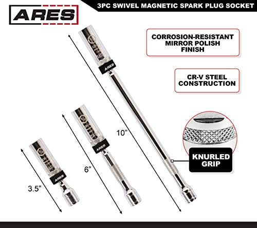 Snapklik.com : ARES 11051-3-Piece 3/8-Inch Drive By 5/8-Inch Magnetic Swivel Spark Plug Socket ...