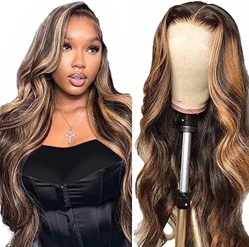 Amazon.com : Aonbamds 20'' P4/27 Honey Blonde Lace Front Wig Body Wave ...